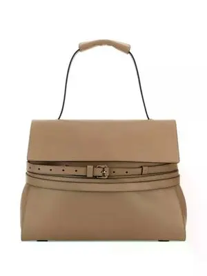 Moschino Belted Leather Shoulder Bag - Neutrals