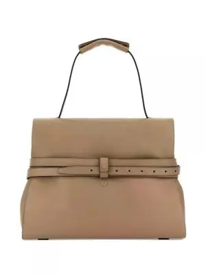 Moschino Belted Leather Shoulder Bag - Neutrals
