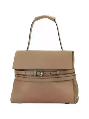 Moschino Belted Leather Shoulder Bag - Neutrals