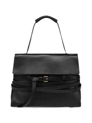 Moschino Belted Leather Shoulder Bag - Neutrals