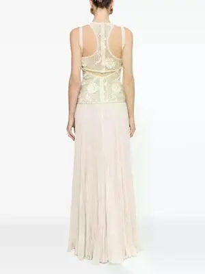 NISSA Crochet-panel Pleated Maxi Dress