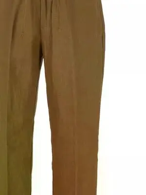 MICHAEL COAL Drawstring-waist Linen Trousers - Brown