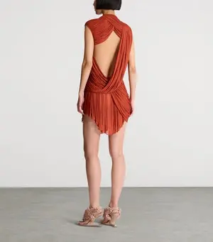 Balmain Jersey Draped Mini Dress - Red