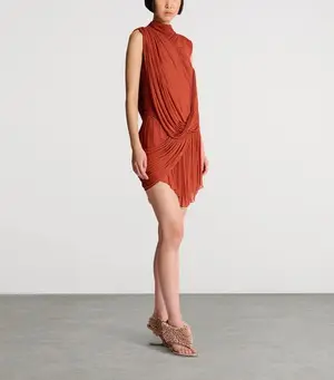 Balmain Jersey Draped Mini Dress - Red