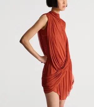 Balmain Jersey Draped Mini Dress - Red
