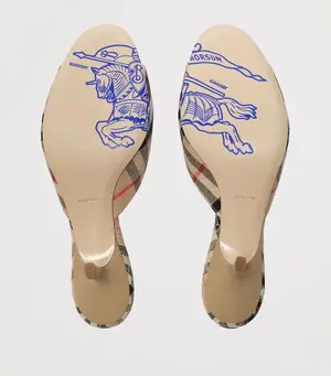 Burberry Linen-blend Check Mews Mules - Neutral