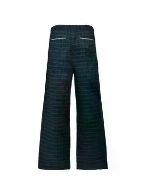 BREATH Script Logo Check Wide-leg Trousers - Blue