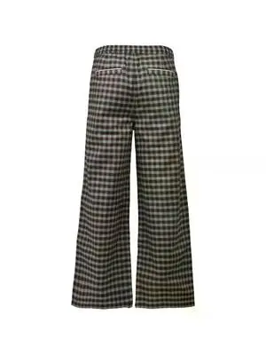 BREATH Script Logo Check-pattern Wide-leg Trousers - Brown
