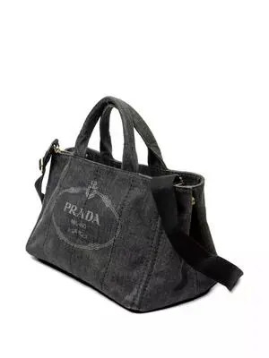 Prada Logo-print Denim Tote - Black