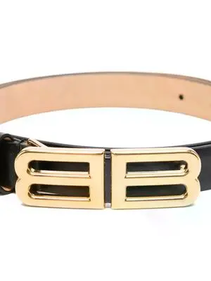 Balenciaga Bb Logo Leather Belt - Black
