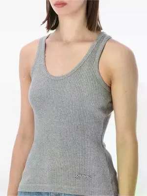 GANNI Ribbed-knit Tank Top - Grey
