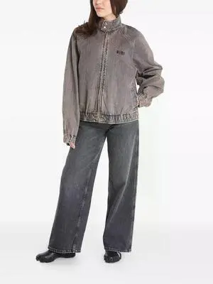 DIME Logo-embroidered High-neck Denim Jacket