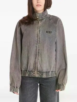 DIME Logo-embroidered High-neck Denim Jacket