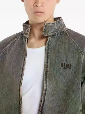 DIME Logo-embroidered High-neck Denim Jacket