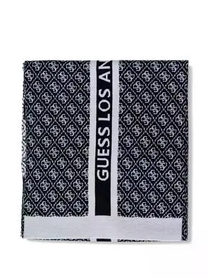 Guess Logo-print Knitted Scarf - Blue