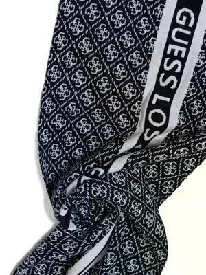 Guess Logo-print Knitted Scarf - Blue