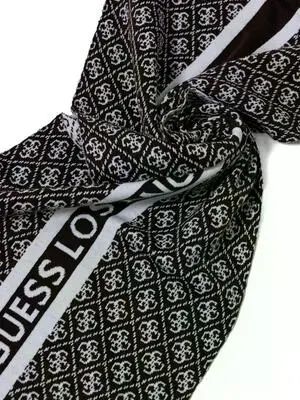 Guess Monogram-pattern Logo-print Scarf - Brown
