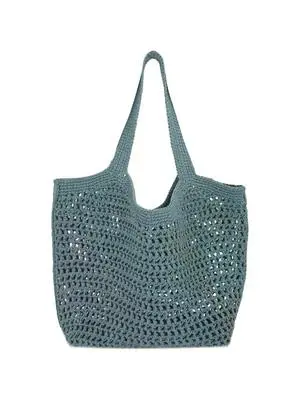 TOD'S Logo-patch Crochet-knit Tote Bag - Blue