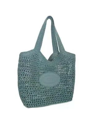 TOD'S Logo-patch Crochet-knit Tote Bag - Blue