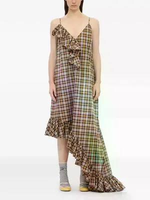 MSGM Plaid Ruffled Dress
