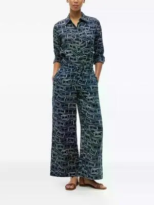 Tommy Hilfiger Geometric-print Wide-leg Trousers - Blue
