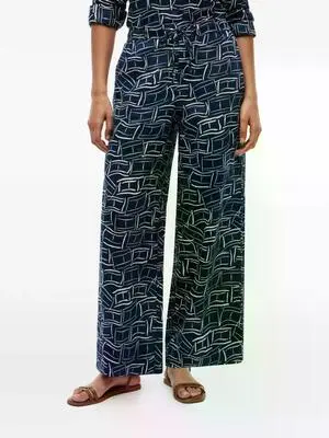 Tommy Hilfiger Geometric-print Wide-leg Trousers - Blue