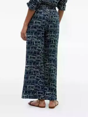 Tommy Hilfiger Geometric-print Wide-leg Trousers - Blue