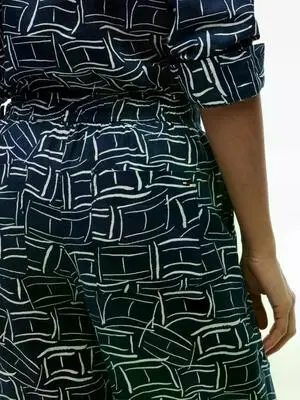 Tommy Hilfiger Geometric-print Wide-leg Trousers - Blue