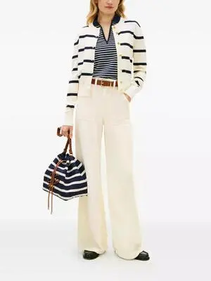 Tommy Hilfiger Premium Horizontal-stripe Knitted Cotton Cardigan - Neutrals