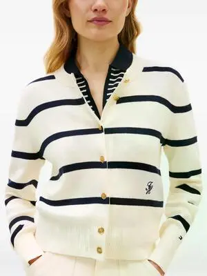 Tommy Hilfiger Premium Horizontal-stripe Knitted Cotton Cardigan - Neutrals