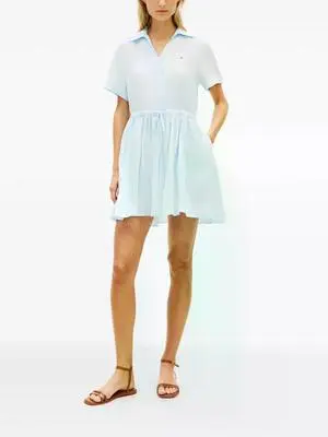 Tommy Hilfiger Drawstring-waist Relaxed Linen Mini Dress - Blue