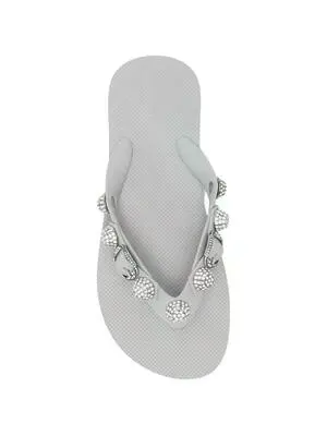 Balenciaga Cagole Crystal-embellished Flip-flops - Grey