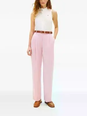 Tommy Hilfiger Pleated Straight-leg Wool-blend Trousers - Pink