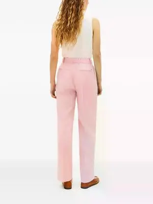 Tommy Hilfiger Pleated Straight-leg Wool-blend Trousers - Pink