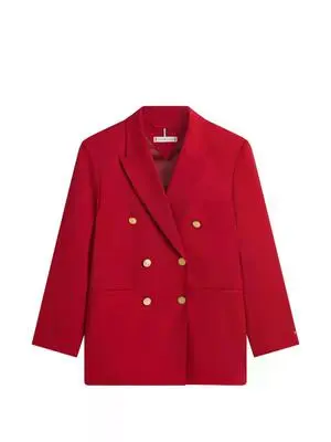 Tommy Hilfiger Timeless Double-breasted Relaxed-fit Wool-blend Blazer - Red