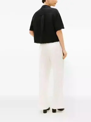 Tommy Hilfiger Relaxed-fit Frayed Short-sleeve Linen Shirt - Black