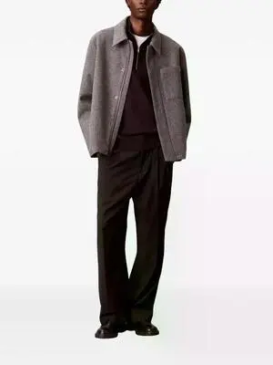 Calvin Klein Felted Texture Zip Up Shirt Jacket - Grey