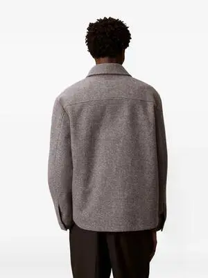 Calvin Klein Felted Texture Zip Up Shirt Jacket - Grey