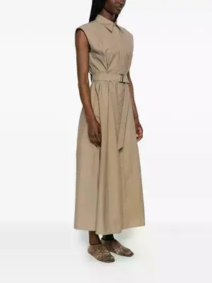 Brunello Cucinelli Belted Sleeveless Midi Dress - Neutrals