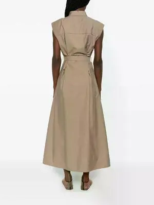 Brunello Cucinelli Belted Sleeveless Midi Dress - Neutrals