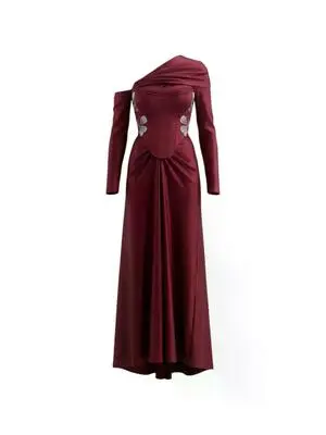 NAFSIKA SKOURTI Selma Crystal-embellished Gown - Red