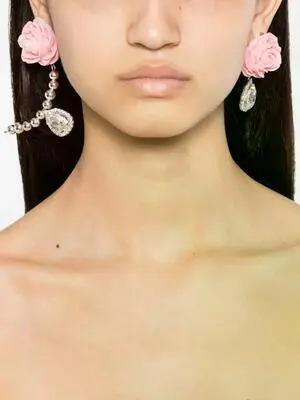 Magda Butrym Floral-detail Crystal-embellished Earrings - Silver