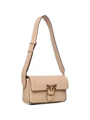 Pinko Love Birds Leather Shoulder Bag - Neutrals
