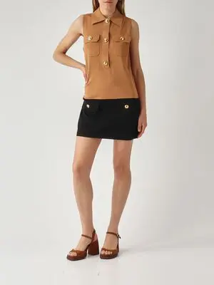 Elisabetta Franchi Two-tone Viscose Blend Mini Dress - Black
