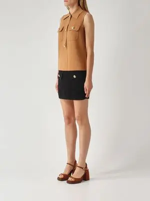 Elisabetta Franchi Two-tone Viscose Blend Mini Dress - Black