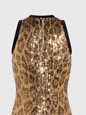 Roberto Cavalli Sequin Embellished Leopard Print Mini Dress - Beige