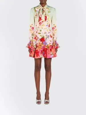 Roberto Cavalli Printed Stretch Cotton Mini Dress