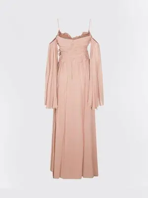 Blumarine Long Georgette Dress With Ruffles And Embroidered Details