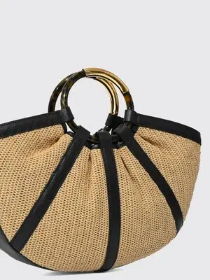 COCCINELLE Shell Raffia And Grained Leather Bag - Black