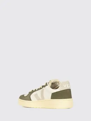 VEJA V-82 Leather Sneakers With Perforated Toe And Contrast Logo - Kaki